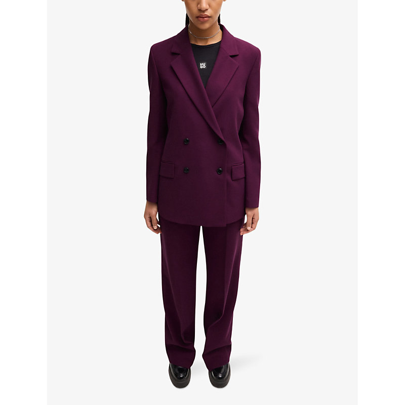 HUGO Relaxed-Fit Double-Breasted Stretch-Woven Blazer